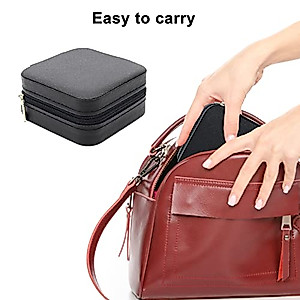 KEINE MARKE Small Jewelry Box, Travel Portable Jewelry Case for Ring, Pendant, Earring, Necklace, Bracelet Organizer Storage Holder Boxes, 1 pcs (black)
