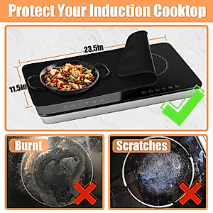 Amerbro Fireproof Induction Cooktop Protector - 23.5 x 11.5in (Magnetic) Induction Cooktop Mat for Electric Induction Stove - Heat Resistant & Waterproof - Prevent Scratches and Burns - Black