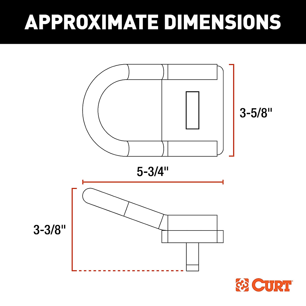 CURT 16000 5th Wheel Hitch Safety Chain Anchors, Fits Industry-Standard Rails