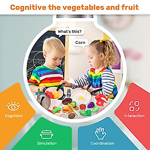 CUTE STONE Play Kitchen Accessories Toy, Play Food Sets for Kids Kitchen, Toddler Kitchen Set for Kids with Play Pots, Pans, Kids Kitchen Playset, Play Kitchen Toys for Girls Boys