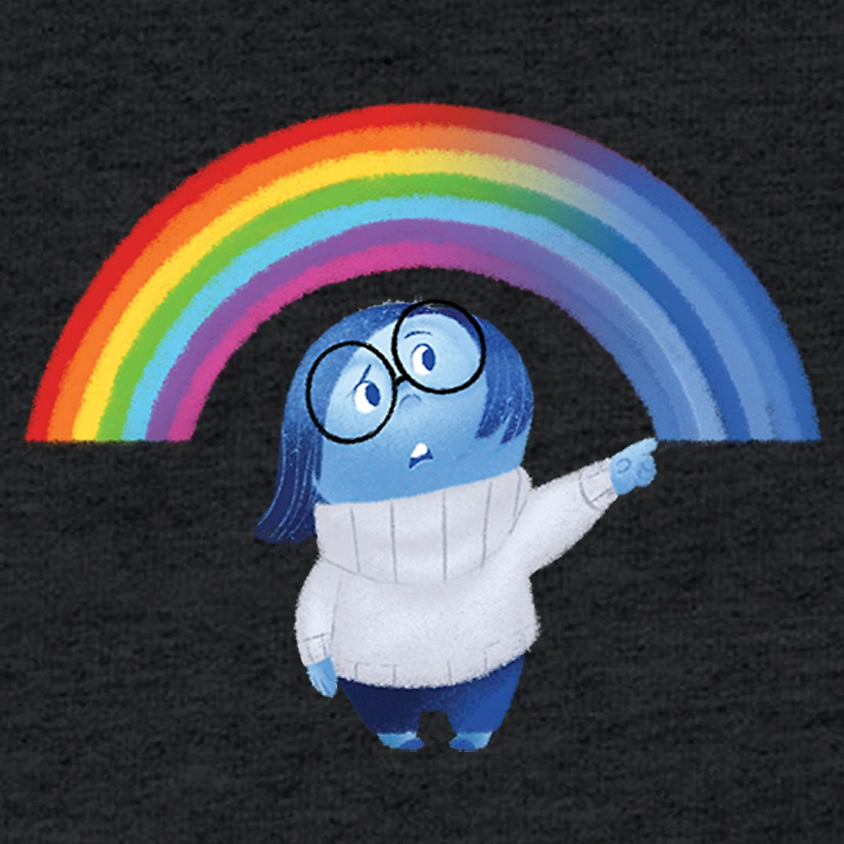 Pixar Inside Out Sadness Rainbow Women's Racerback Tank Top, Black Heather, Medium