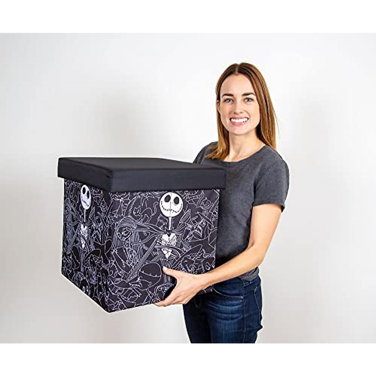 Disney The Nightmare Before Christmas Jack Skellington 15-Inch Storage Bin Cube Organizers, Set of 2 | Fabric Basket Container, Cubby Closet Organizer, Home Decor for Playroom | Gifts And Collectibles