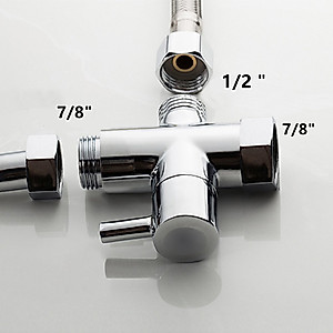 Bidet Valve Adapter 7/8"-Brass Hand Shower Diverter for Toilet Sprayer with Shut Off-3 Way Tee Water Diverter for Bathroom Faucet(Only T-Valve)
