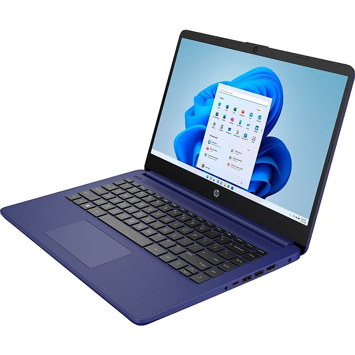 HP Stream 14inch HD Display, Intel Celeron Dual-Core Processor, 8GB DDR4 Memory, 128GB Storage (64GB eMMC+64GB Card),WiFi,Webcam,Bluetooth, Windows 11 S, Indigo Blue (Renewed)