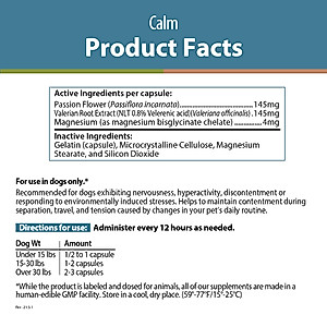 JustFoodForDogs Calm, Dog Calming Supplement for Stress, Anxiety, Travel, Thunderstorms, Hyperactivity, Fireworks - 90 Count