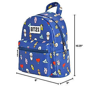 Concept One BT21 LINE FRIENDS Mini Backpack, Small Travel Bag for Men and Women, Blue