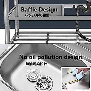 Kitchen Sinks, Single Bowl Kitchen Sinks Stainless Steel Single Bowl Sink, Workstation Farmhouse Sink, Utility Sink with Drainboard, with Cold Hot Faucet, for Garden Bar Laundry FA