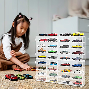 KISLANE Acrylic Display Case Compatible with Toy Cars, Matchbox Cars, 32 Slots Display Case for Toy Cars, Matchbox Cars(Extra Large-32 Slots)