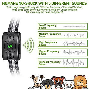 2 Pack Rechargeable Dog Bark Collar, Anti Barking Collar with 5 Sensitivity, No Shock Bark Collar with Vibration&5 Variable Beep, IP67 Waterproof Smart Bark Training Collar for Large Medium Small Dogs