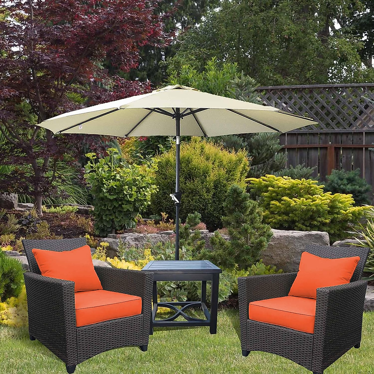 All Smiles Outdoor Seat Cushions for Patio Furniture Set of 24x24 Inch for Waterproof Replacement Cushions with Removable Cover for Chair Yard Garden Deck，Orange