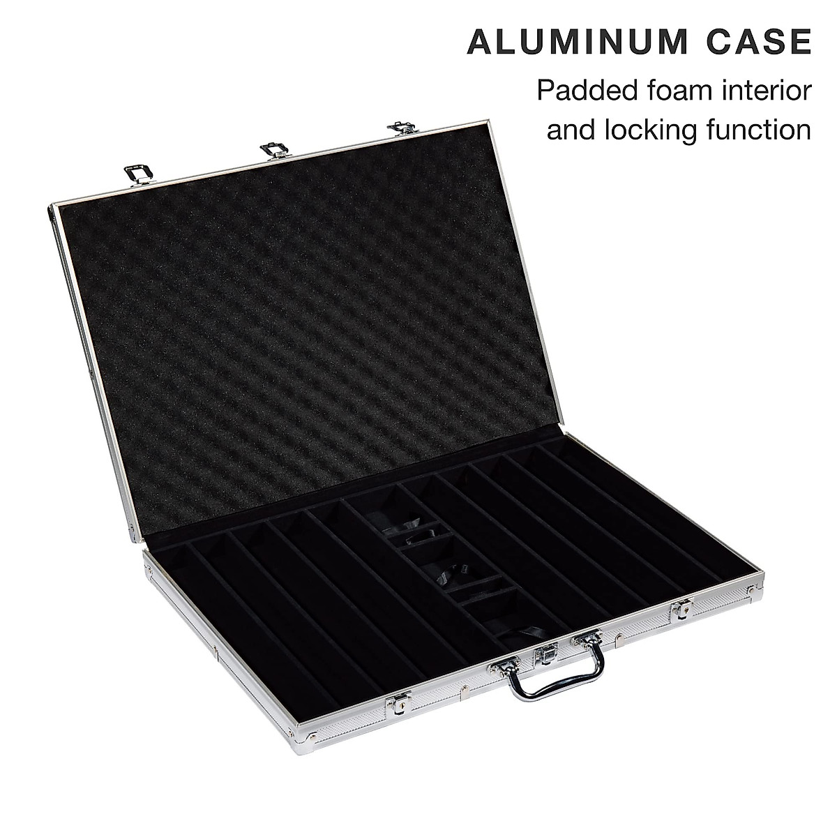 Brybelly 14 Gram 1000 Count Poker Set - Monte Carlo - 14G Clay Composite Chips with Aluminum Case, Playing Cards, Dealer Button for Poker, Texas Hold'em, Blackjack, Casino Games at Home