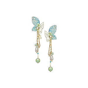 Earring S925 Silver Needle Pearl Long Tassel Earring Butterfly 2022 New