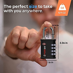 FORGE 4 Digit 17067 TSA Approved Travel Locks, Tool Box and Case Lock, Combination Padlock for Travel, Black 2 Locks.