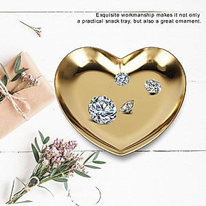 Stainless Steel Small Decorative Tray, 3.5inch Heart Shaped Plate Tea Tray Jewelry Dish Cosmetics Organizer Bathroom Clutter Serving Platter Small Storage Tray Fruit Tray (Gold)