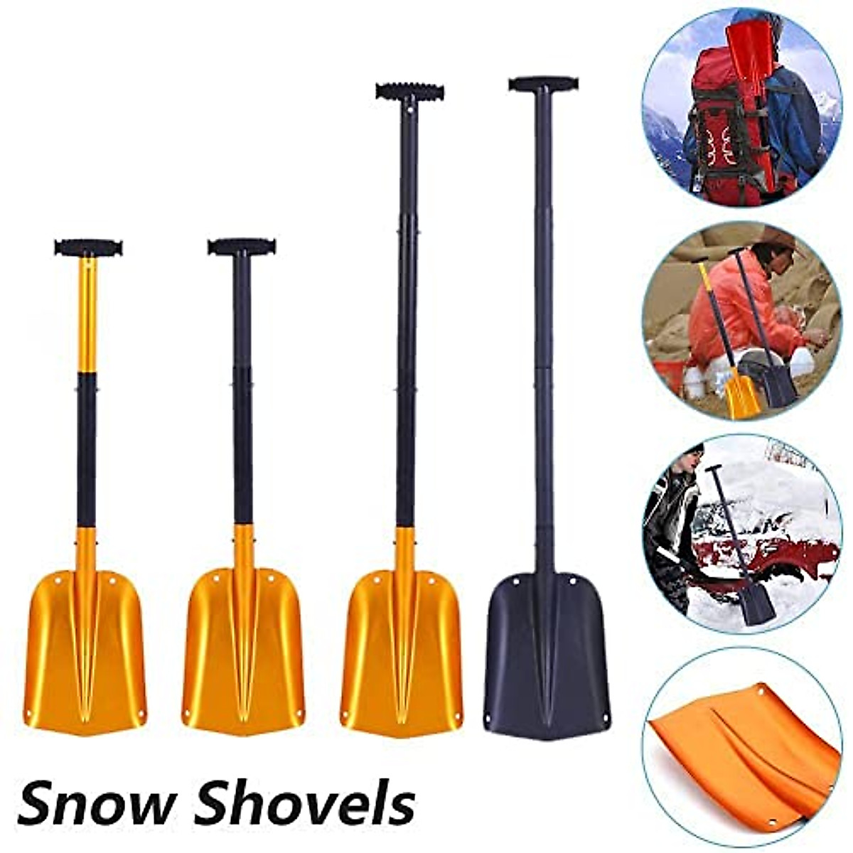 Foldable Emergency Shovel with Extendable Handle, Aluminum Lightweight Ski,Garden for Car,Outdoor Shovel Camping