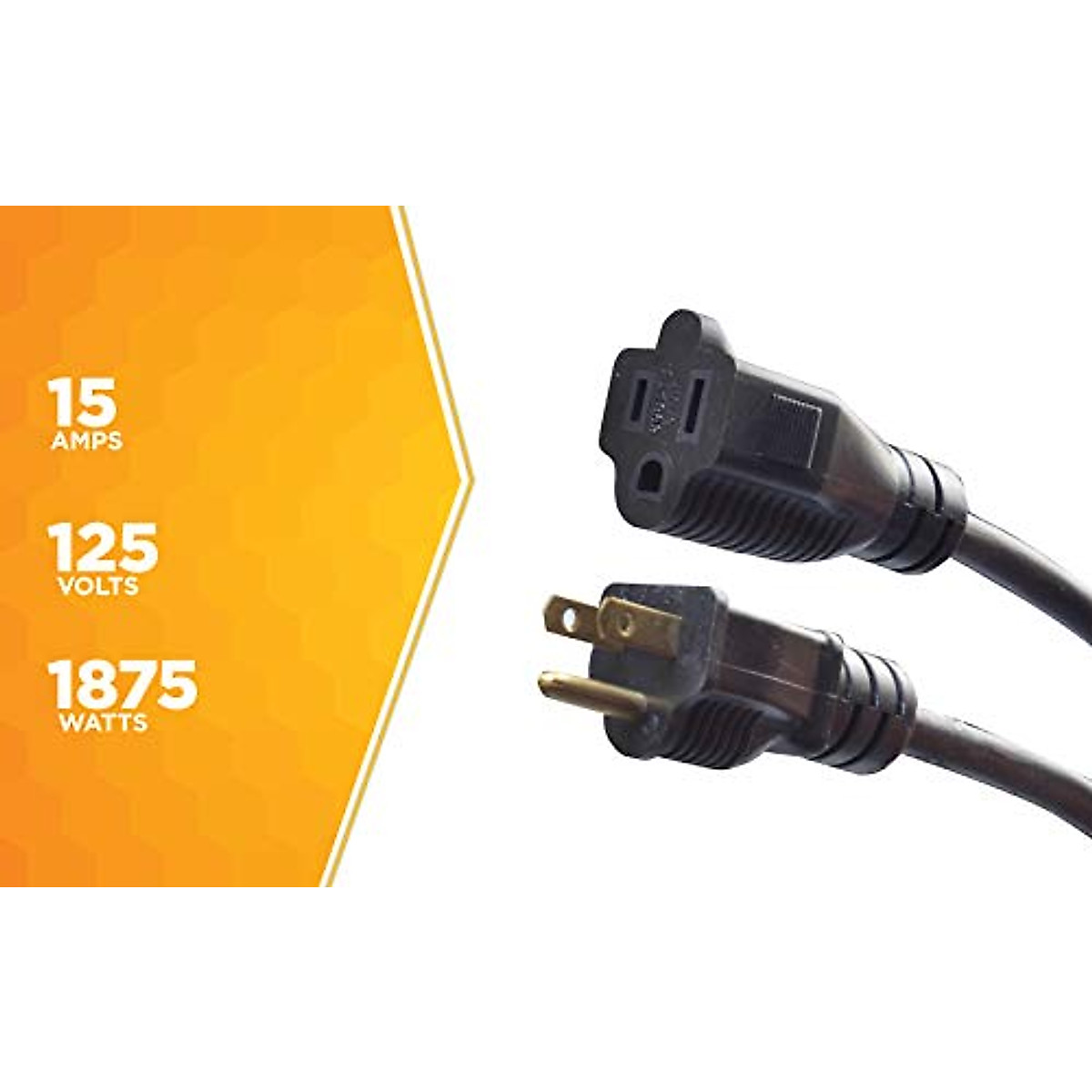 Woods 982452 50-Foot SJTOW Agricultural Outdoor Heavy Duty All- Weather Extension Cord, Oil Resistant Vinyl Jacket, Versatile Use, Powerful 15 Amps, 125 Volts, 1,875 Watt Extension Cord, Black