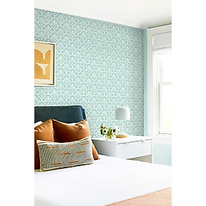 Guvana Green Peel and Stick Wallpaper Geometric Contact Paper Modern DIY Self Adhesive Wallpaper 17.32" X78.7"Removable Contact Paper White Trellis Decorative Paper for Accent Wall Covering Vinyl Roll