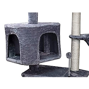 WIKI Newest 36.6 Cat Tree with Cat Condo and Hanging Hammock,Grey