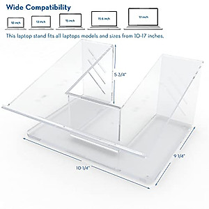 Vray Designs LLC 6MM Acrylic Laptop Stand,Ergonomic Laptop Stand, Portable, and Clear Desk Riser for 10-17 inch Laptops - Made in USA for Home Office