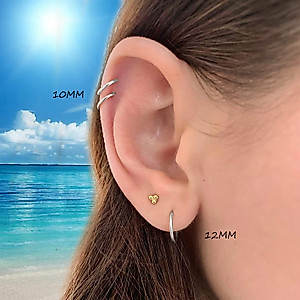 14k White Gold Round Endless Hoop Earrings - 10-18mm (10mm)…