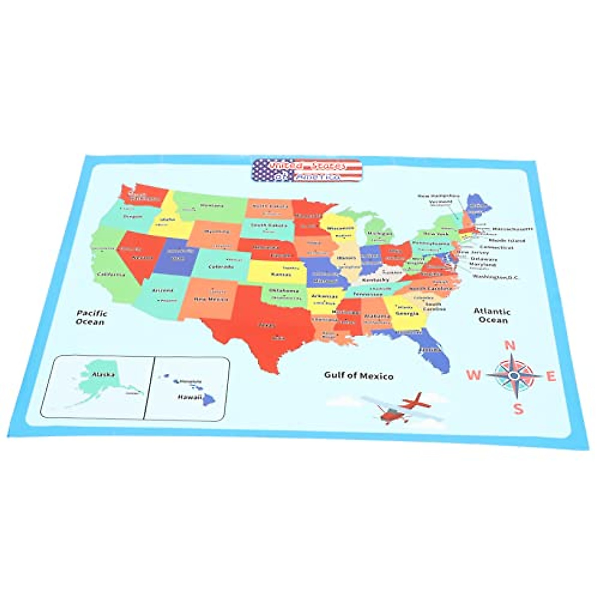 STOBOK Poster 4 Sheets United States map poster US map accessories supplies playroom decor accessory supply portable decorate Decorative paintings synthetic paper US Map