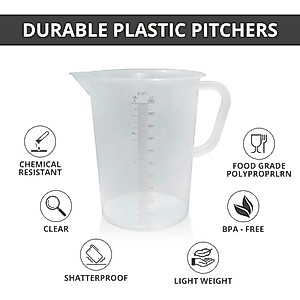 AppleTofu Appletofu Plastic Graduated Measuring and Mixing Pitcher - 2000ml Plastic Graduated Measuring Pitcher - Large Cylinder Graduated Measuring Container with Handle and Pour Spout - 2 Liter