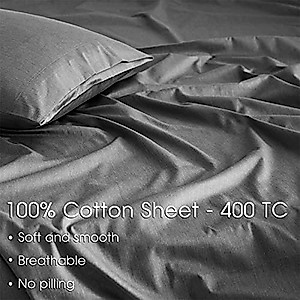 HYPREST Extra Deep Pocket Cal King Sheet Sets Fits 18"-24" in Deep Mattress -100% Cotton California King Sheet Set 400 Thread Count, Grey Hotel Luxury Soft Wrinkle Free Cooling Sheet Sets Deep Pocket