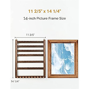 Mymazn Easy Assemble Solid Walnut Wood Earring Wall Holder Hanging Jewelry Organizer Necklace Holder Earring Hanger Wall Mount Jewelry Organizer for Necklaces Rings Scruncies Organization