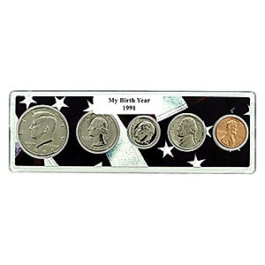 1991-5 Coin Birth Year Set in American Flag Holder Uncirculated