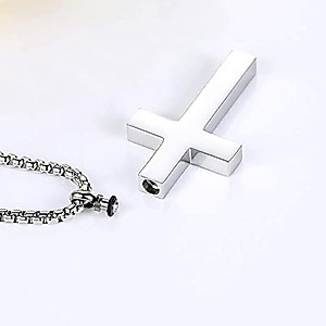 Personalized Custom Engraved CREMATION CROSS URN Necklace Ashes Jewelry Urns Waterproof Pendant Stainless Steel Memorial Ashes Keepsake-B&S