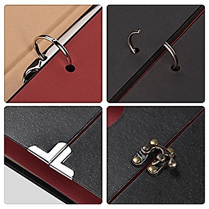 Scrapbook Firbon Handmade DIY Family Photo Albums Couples Memory Book Black Page Scrap Book for Anniversary, Christmas, Valentine's Day, Birthday (Black)