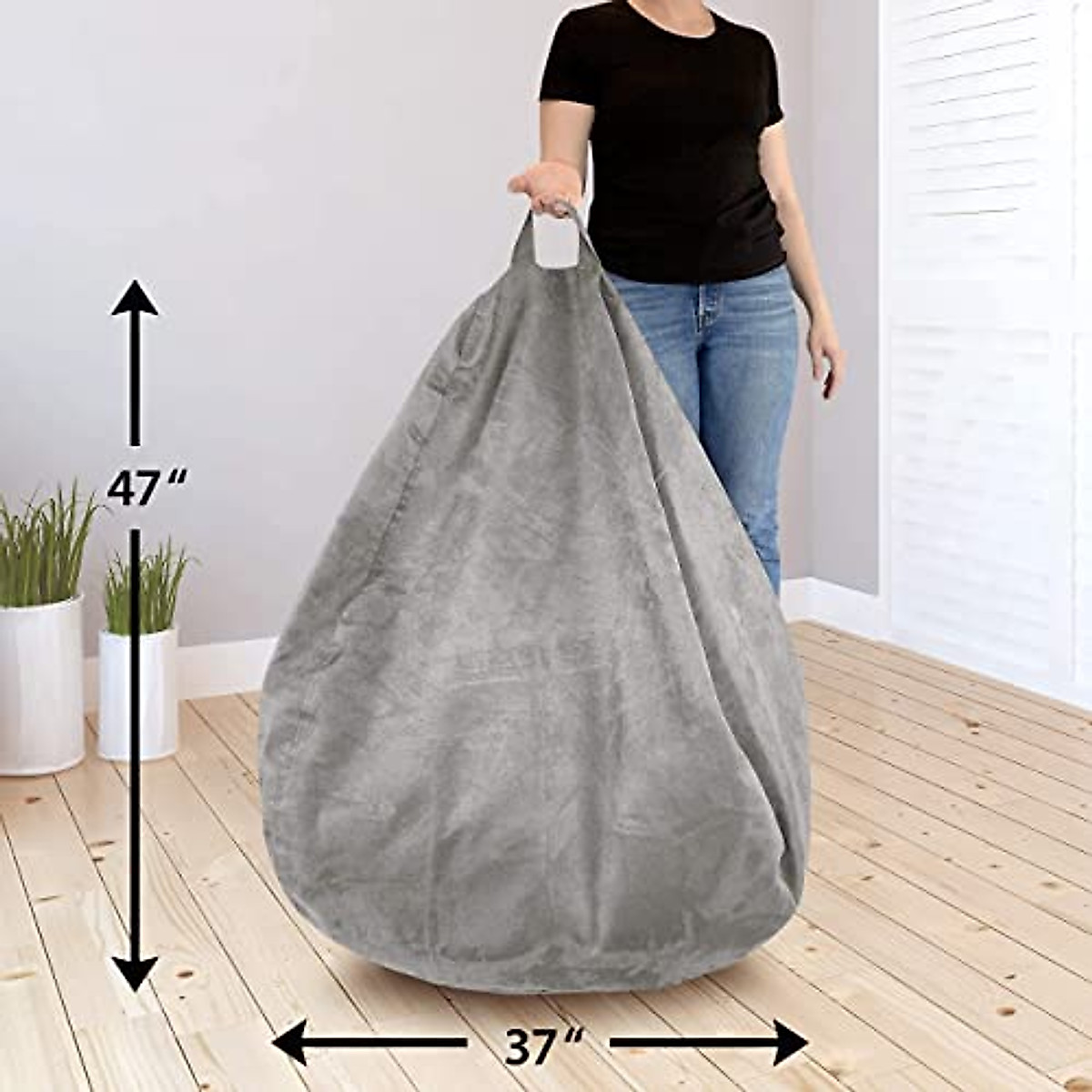 Delmach Bean Bag Chair Cover (No Filler) | Bird's Nest Shape | Adult Size | Microsuede | Stuffed Animal Storage for Kids Or Memory Foam| Double Stitched | Durable Zipper | Soft Premium