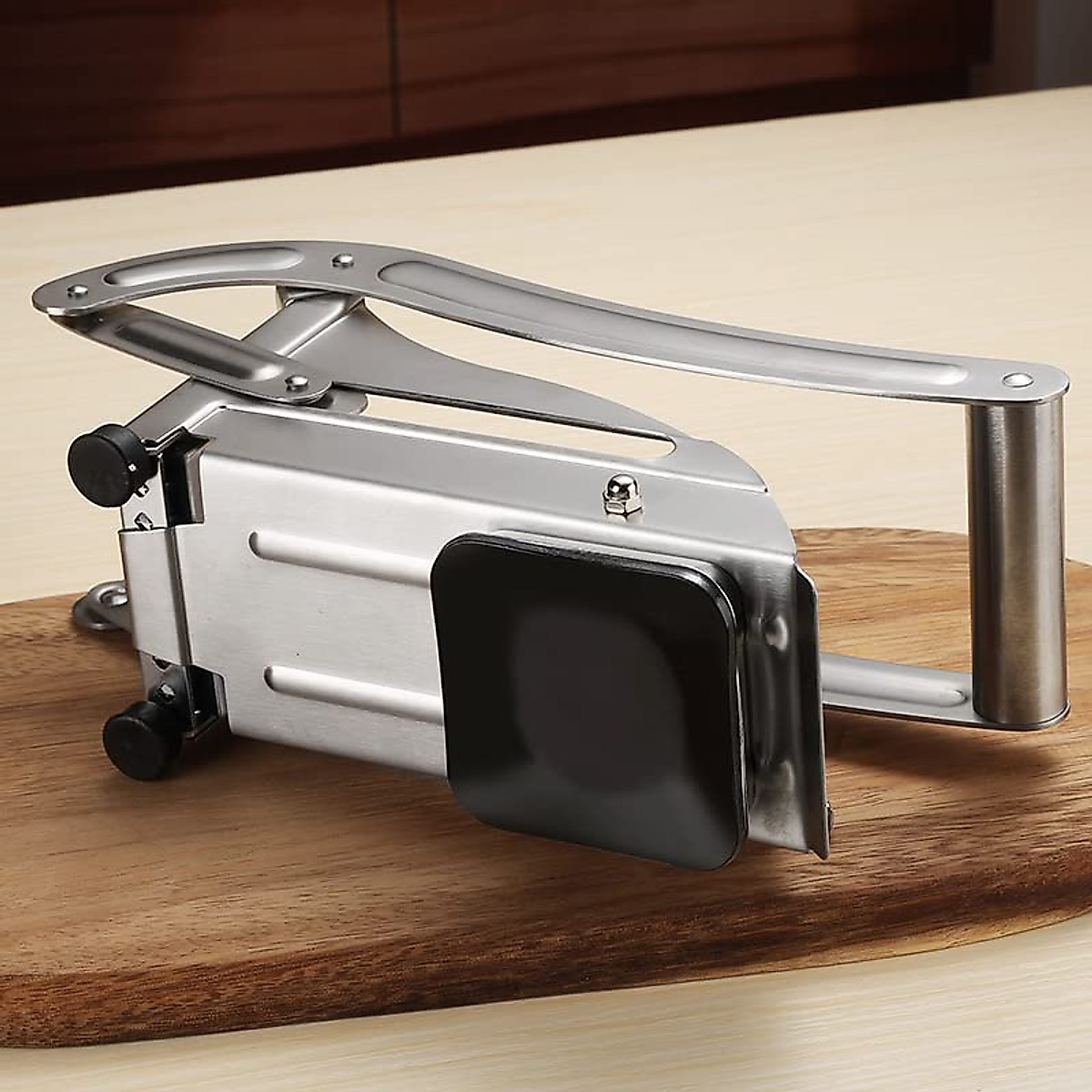 CQKWCGAB French Fry Cutter with 2 Thicker Blades | Press to Cut| non-slip mat |Cucumber,Vegetable Carrot and Potato Slicer | Fit with Air Fryer | Cutting Machine Tools for Kitchen (Extra Thicker)