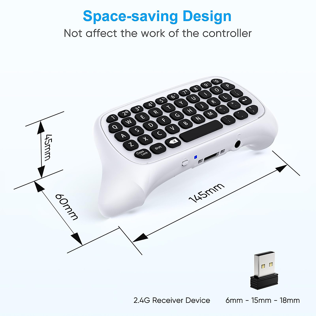 Keyboard for Xbox Series X/S, One/One X/S, Elite one/2 Controller, Wireless Chatpad Gaming Keypad with USB Receiver and Speaker, 3.5mm Audio Jack Accessories for Xbox (Controller Not Included), White