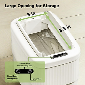 Ornato Sensor Trash Can with Automatic Lid 3 Gallon,Hanging Motion Sensor Garbage Can, Bathroom Trash Cans,Smart Trash Bin, Mountable/Desk for Kitchen Compost Bin,Liveroom,Office,Cream White/White