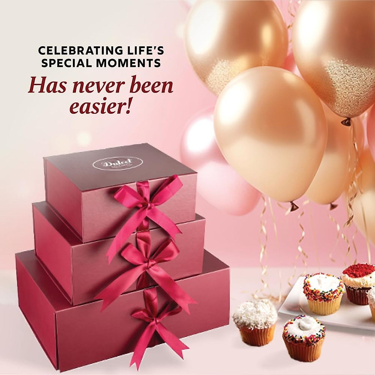 Dulcet Gift Baskets Congratulations Celebration Delightful Cookie Gift Box Assortment with Traditional Black and White - Sprinkle Cookies, - Assorted Flavors Gift for Holidays, Birthday, Baby Shower or Office Gaterings for Men & Women