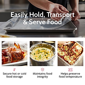 PanSaver Hotel Clear Sheet Pan Liners for Easy Clean Up - Disposable Buffet Pan Liners, Ovenable up to 400F (Half Pan - Deep - 34 x 12 IN)