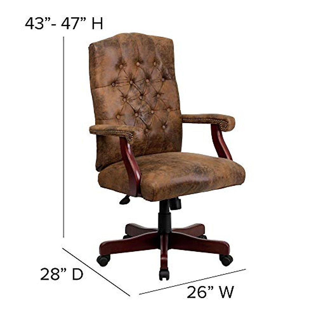 Flash Furniture Bomber Brown Classic Executive Swivel Office Chair with Arms