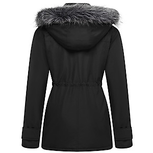 GGleaf Women's Thicken Parka Quilted Puffer Jacket Winter Coat Warm with Removable Hood Black XX-Large
