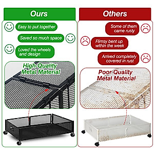 punemi Under Bed Storage with Wheels, 2 Pcs Underbed Storage Containers Rolling Drawers with Handle, 23.6 x 15.7 x 6.2in Tall Metal Under Bed Shoe Organizers for Clothes, Tool-free Assembly Black