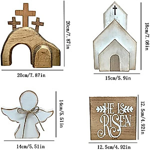 Easter 4Pcs Jesus Tomb-Easter Tray Bundle Kit Tiered Tray Decor, Rustic Tiered Tray, Wooden Easter Jesus Sign Tiered Tray Decorations
