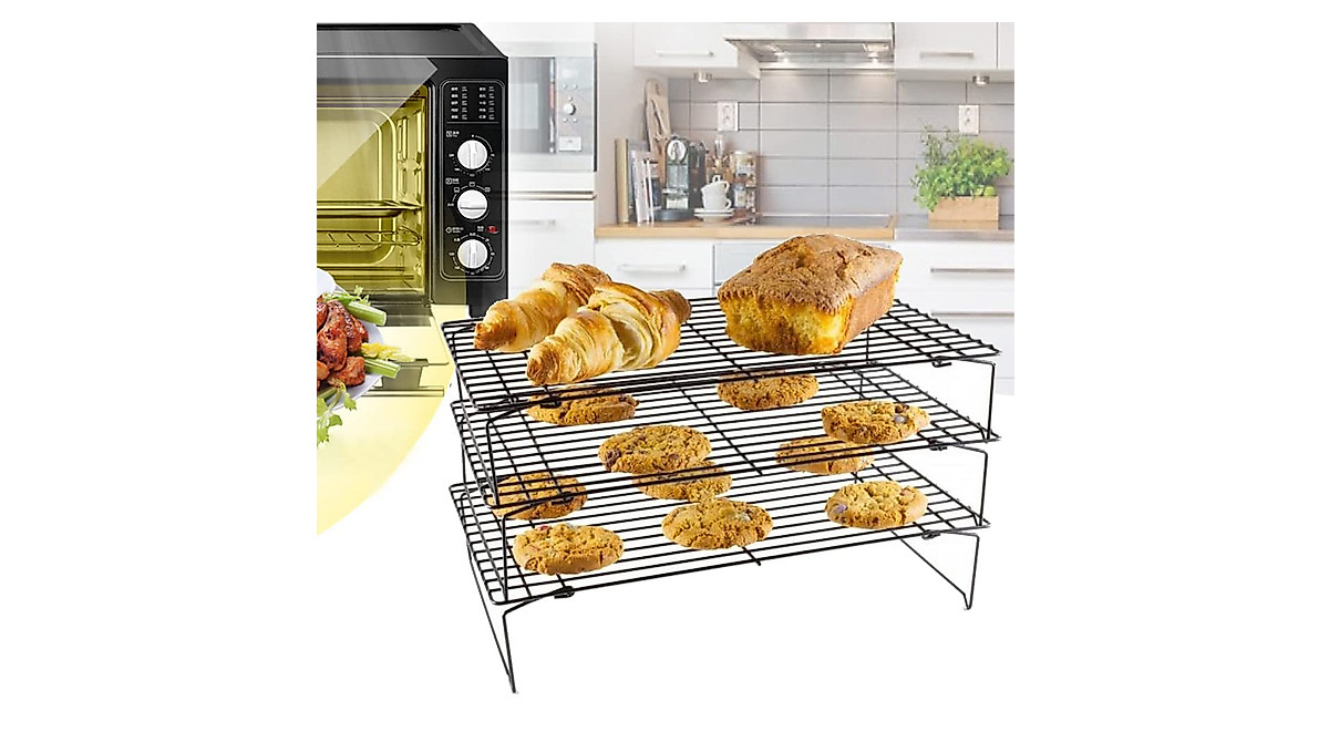 3-Tier Cooling Rack for Baking and Cooling Cookies, Cakes, Bread