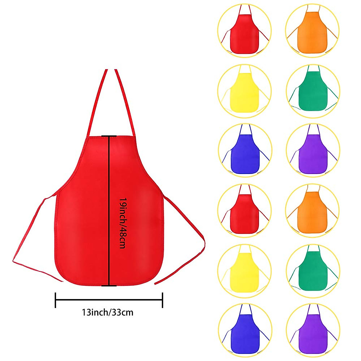 Pllieay 12 Pieces Kids Aprons Fabric Aprons for 3-7 Years Non Woven Kids Artist Apron Applied in Kitchen, Classroom, Community Event, Party, Crafts and Art Painting Activity