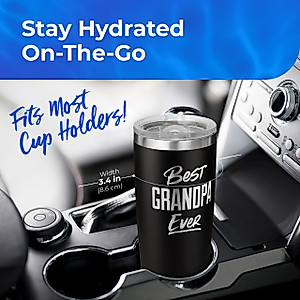 SassyCups Best Grandpa Ever Tumbler - For Grandpa - Best Grandpa Gifts - Personalized Vacuum Insulated Coffee Tumbler Cup - Stainless Steel Travel Mug With Lid - Grandpa