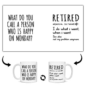 Retirement Coffee Mug For Men Women, Happy Retirement Mug 11 Oz With Keychain - Retired Coffee Cup, Retirement Gifts For Coworkers Friends Boss Family, Birthday Christmas Gift For Retired Man Woman