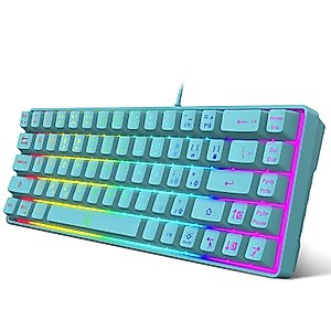 Snpurdiri 60% Membrane Gaming Keyboard,RGB Compact Wired Small Keyboard, Strong Mechanical Feel for PC/Mac Gamer, Typist, Travel, Easy to Carry on Business Trip(68 Keys,Blue)