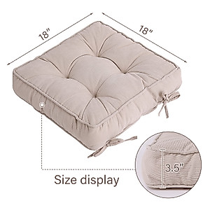 Furlide Chair Cushion with Ties 18 x 18 Inch Indoor Outdoor Cushions for Dining Chairs Set of 2, Square (Beige, 18 x 18 Inch)