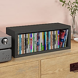Way Basics Stackable Media Storage Rack Shelving and Organizer - Holds 40 CDs, Charcoal Black
