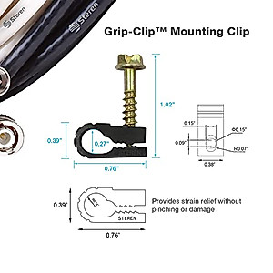 Coaxial Cable Clips - Cable Holder - Wire Clips - Siding Clips For Hanging - Cord Holder For Desk - Cable Clamps - Cord Clip - Wire Organizer Clips - Tv Mount Screws - Black - 100 Count (Pack oF 1) - STEREN