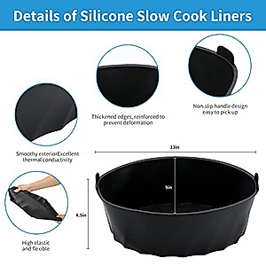 Silicone Slow Cooker Liners fit Crock-Pot 7-8 Quart, Reusable Crock Pot Liners, Leakproof Crock Pot Divider Insert Liners